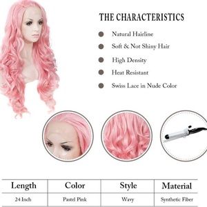 Accessories | Hailey 24 Pink Wavy Lace Front Wig Nwt | Poshmark